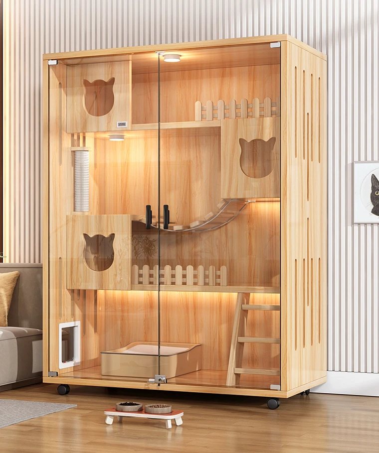 Cat-Villa-Indoor-Cat-Nest-House-Cattery-Super-Large-Free-Space-Cabinet ...