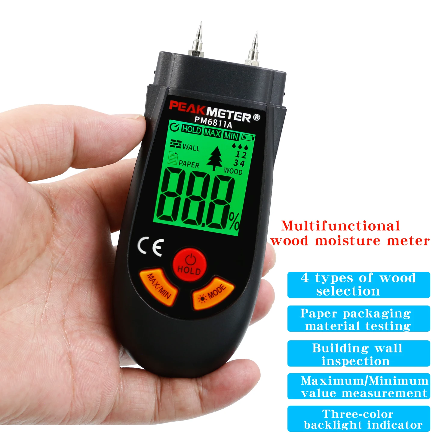 PM6811A Wood Moisture Meter, Cardboard and Floor Moisture Content ...