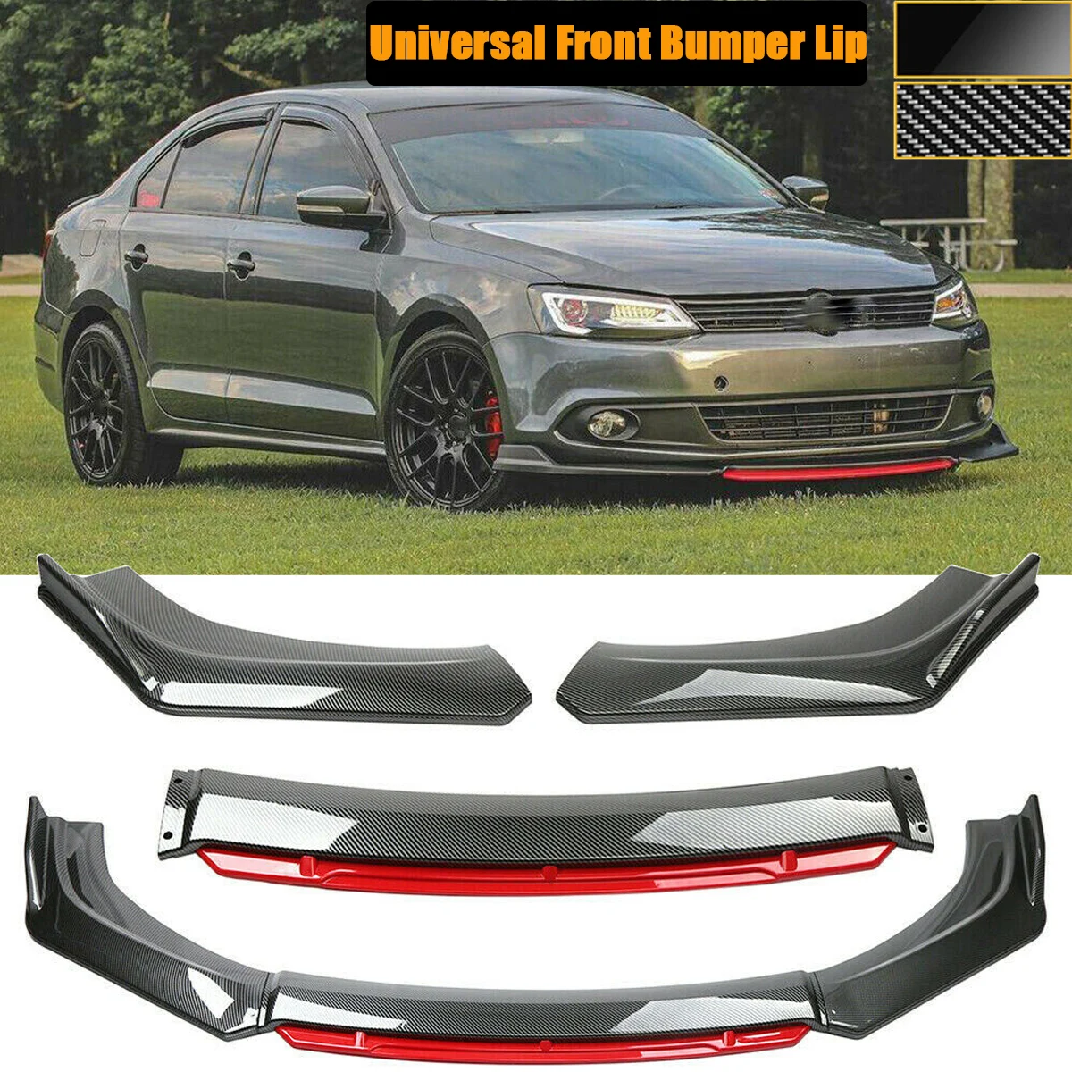 4PCS-Universal-For-Volkswagen-VW-Jetta-MK6-MK7-Front-Bumper-Lip-Spoiler ...