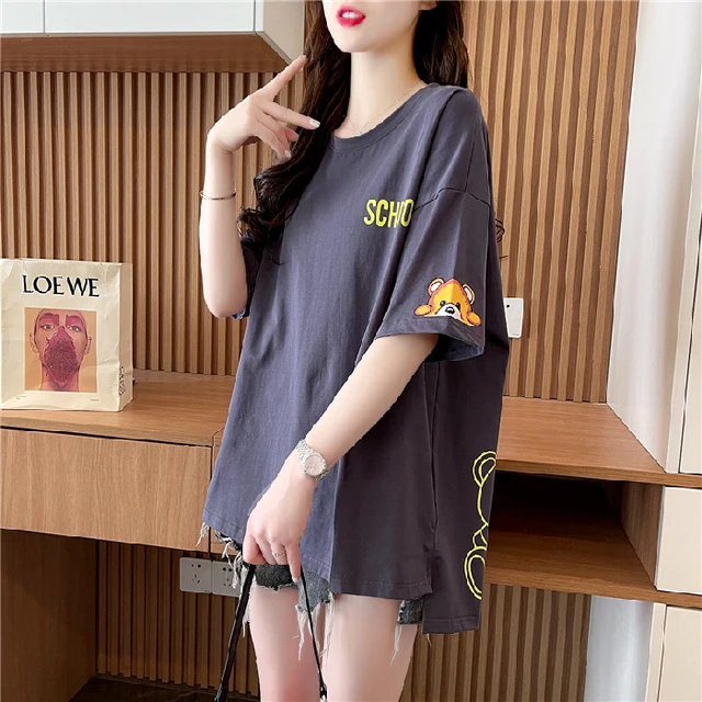 Women's Summer Bear T-shirts Designer Top Mid-length Short-sleeved Tide ...