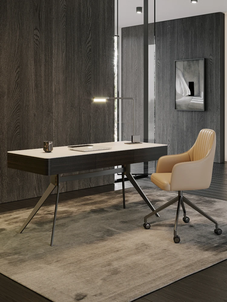 Italian-minimalist-desk-modern-simple-light-luxury-office-desk-family ...