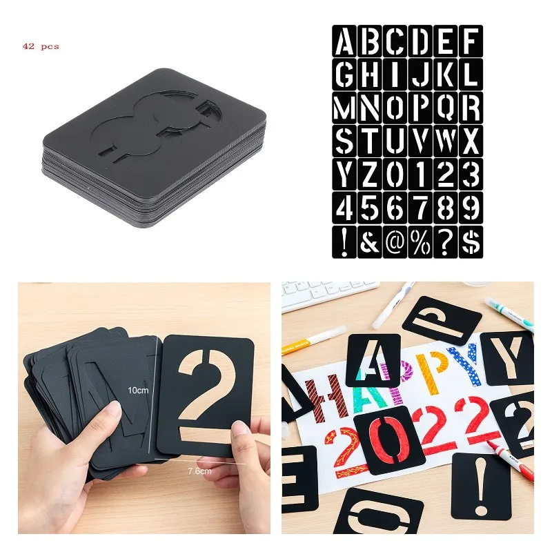 42PCS Number Alphabet Stencil Wall Art Hollow Stencil Embossing Stencil ...