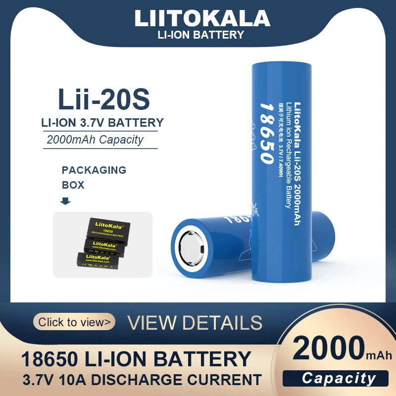 1-20PCS-LiitoKala-Lii-20S-18650-2000mAh-3-7V-Power-Rechargeable-Lithium ...