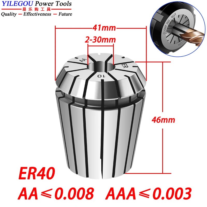 ER40 Collet AA ER Collet Chuck. ER40 Collet Precision 0.003. 2mm-30mm ...