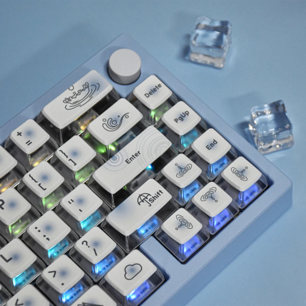 116 Keys Water Drop Theme Pudding PBT Keycaps Crystal Transparent ASA ...