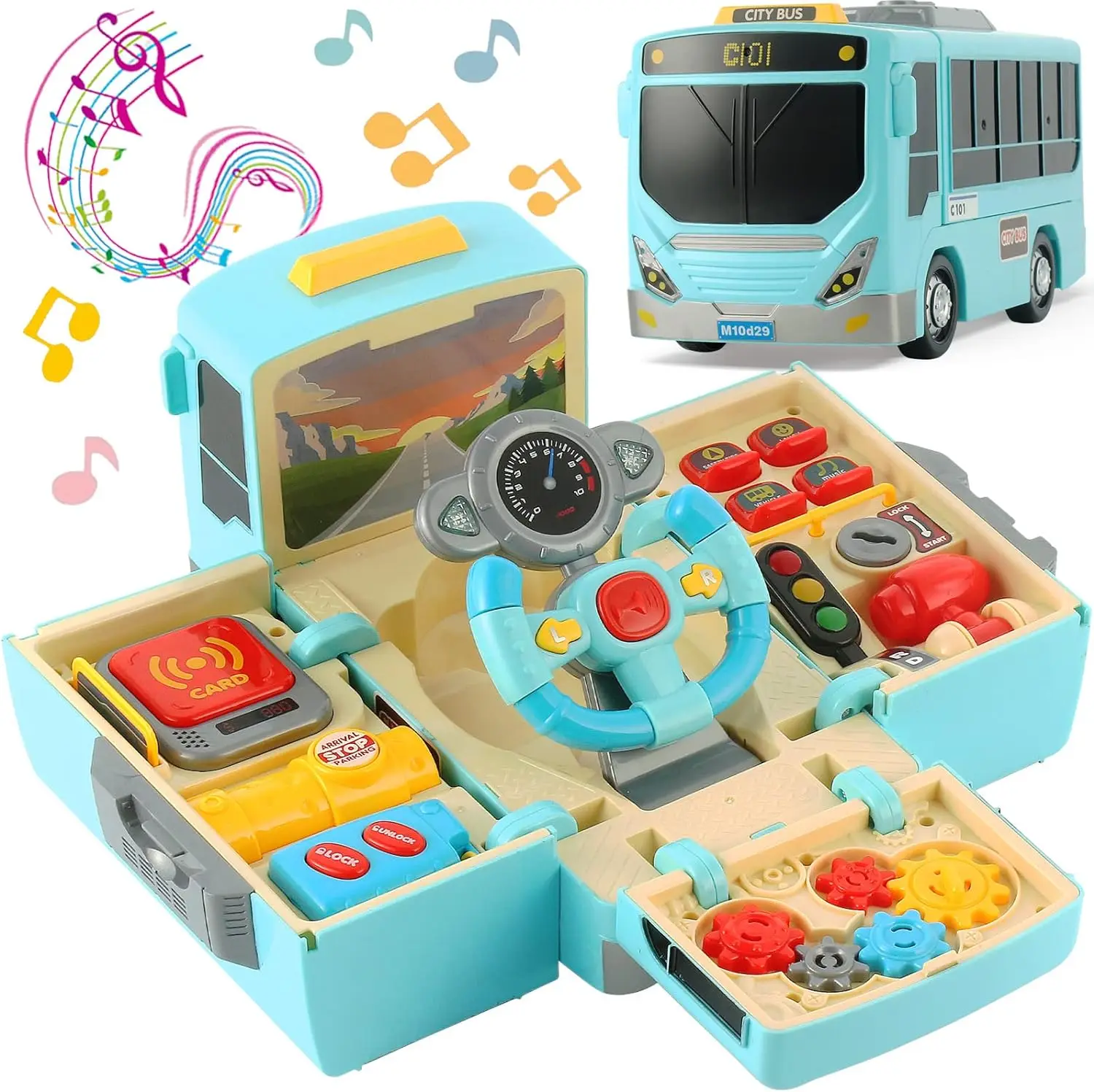 Bus-Toy-with-Sound-and-Light-Montessori-Busy-Box-Music-Education ...