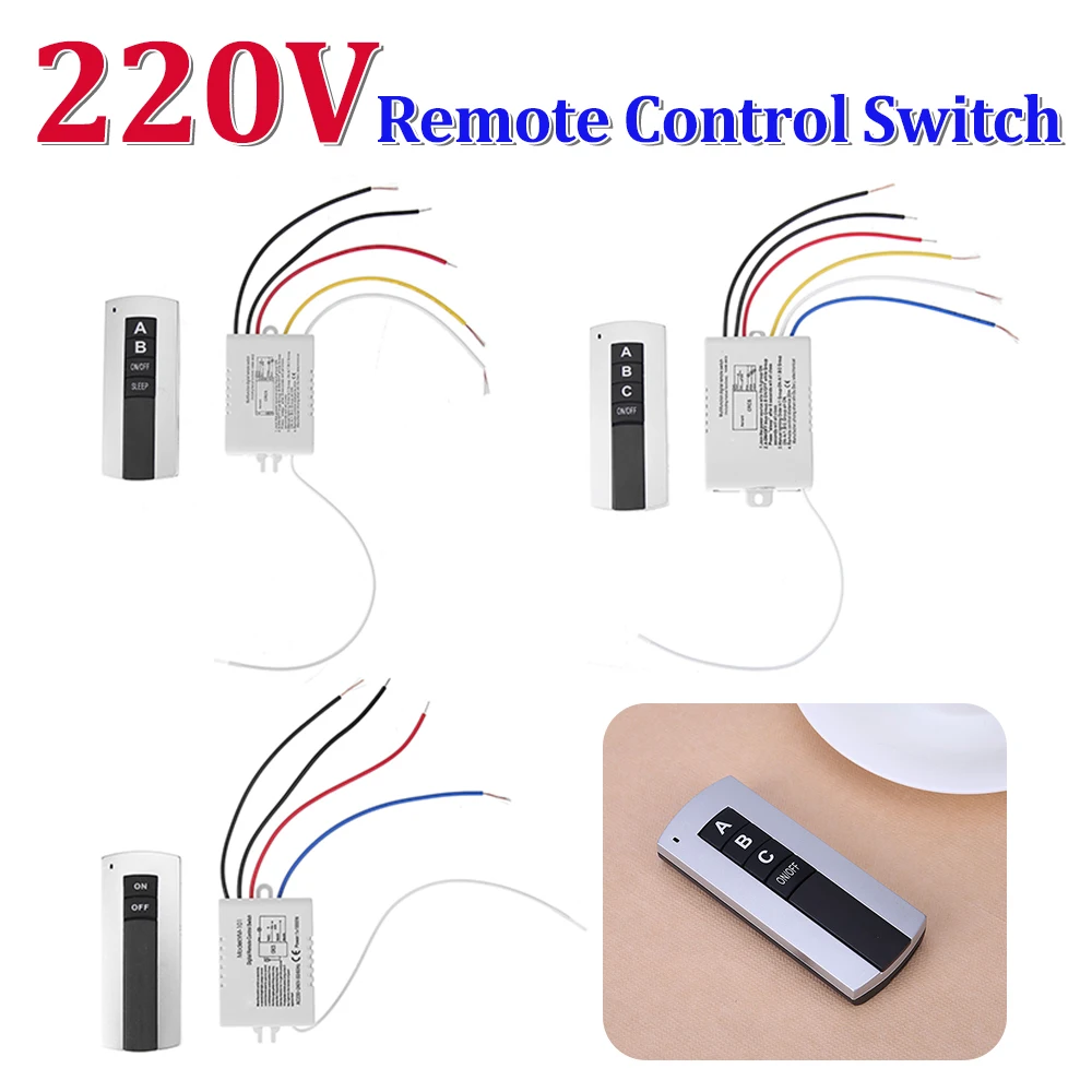 220V 1000W 1/2/3 Channel ON/OFF Wireless Remote Control Receiver Switch ...