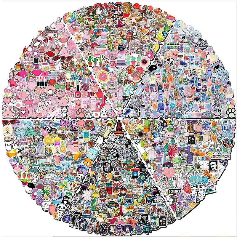 50pcs Cartoon Cute Colorful Waterproof Stickers Vinyl Stickers For ...