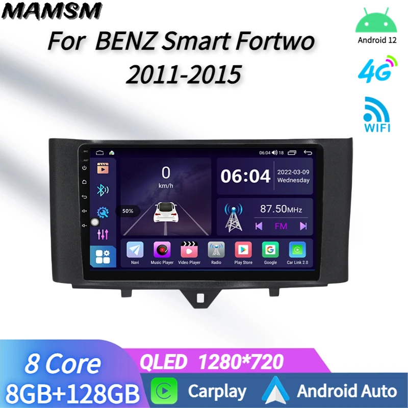 9-Car-Radio-With-Android-Screen-Player-For-Smart-Fortwo-2011-2015 ...