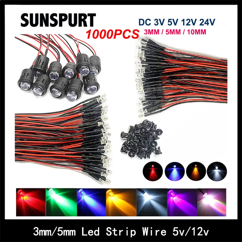 10pcs-20cm-3mm-5mm-Led-Strip-Wire-3v-24v-Vehicle-And-Vessel-Model-Toy ...