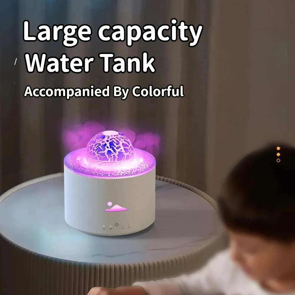 Jellyfish Spray Mist Maker with LED Lamp Volcano Fire Flame Humidifier ...