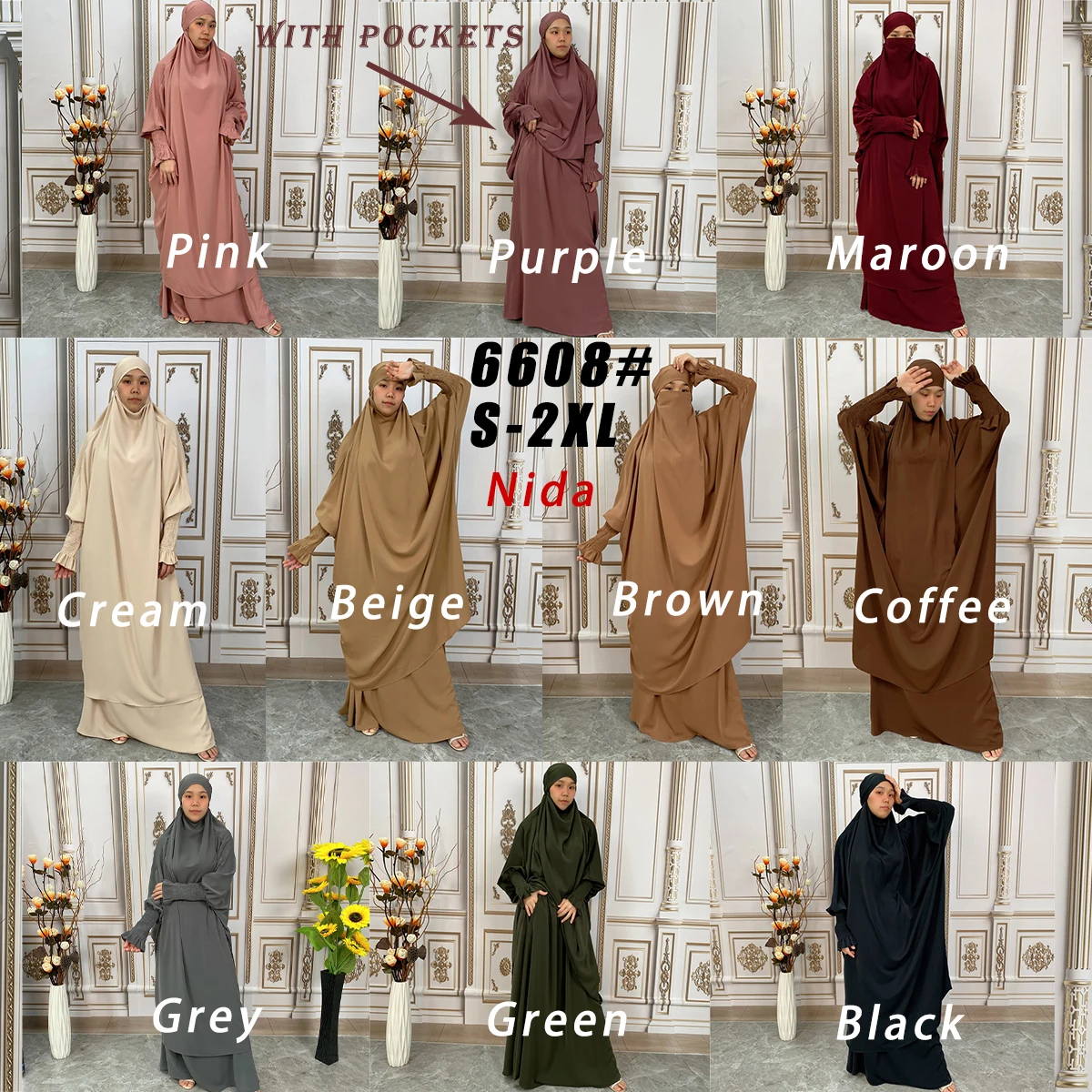 Fashion Muslim Woman Prayer Outfit Islam Khimar Hijab Dubai Abaya ...