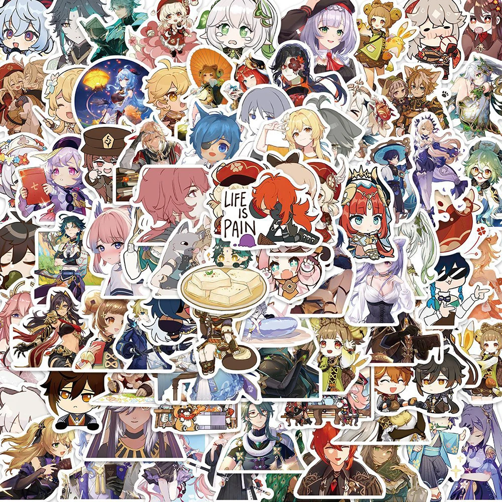 10/30/50/100pcs Game Genshin Impact Anime Stickers Cute Cartoon Decals ...