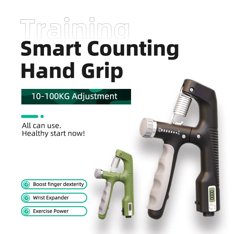Smart Counting Hand Grip 10-100KG Adjustment Spring Finger Pinch Wrist ...