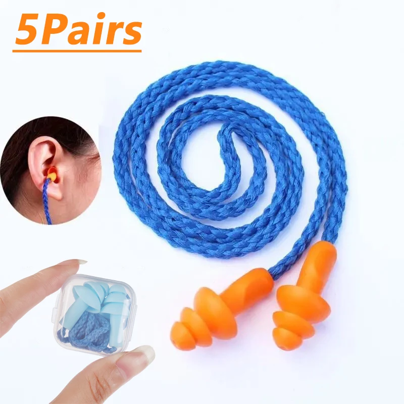 1-5Pairs-Silicone-Earplugs-Waterproof-Reusable-Noise-Proof-Earplug ...