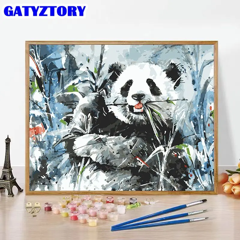 Gatyztory Oil Painting By Number Panda 40x50cm Frame Drawing Canvas ...