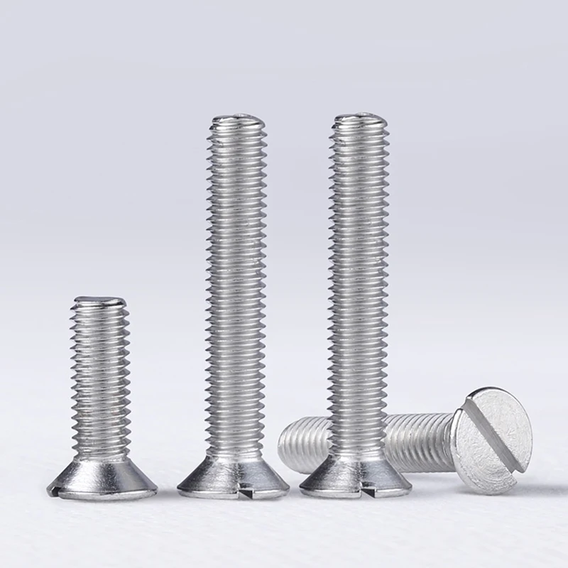 50/500 pcs 304 Stainless Steel GB68 Metric Threaded Slotted Flat Countersunk Head Machine Screw ...