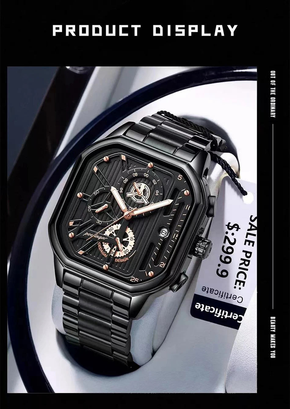 POEDAGAR Black - Time with Perfection