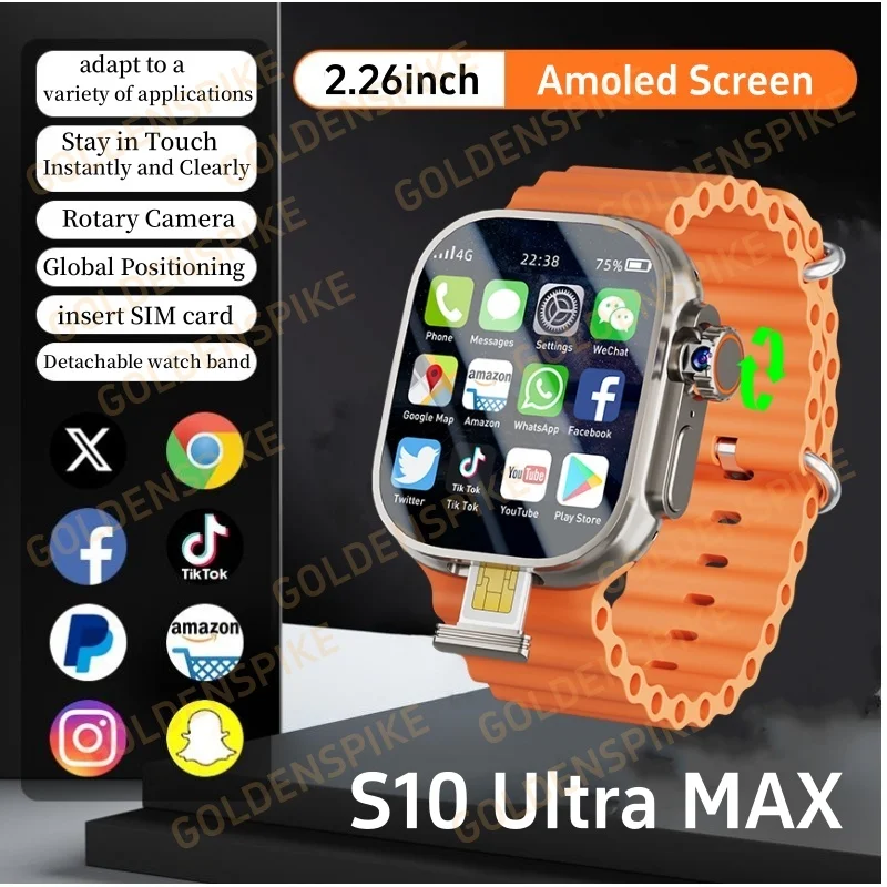 S10 Ultra Max Smartwatch 4G 5G Android 10.0 2.26inch Amoled Rotary ...
