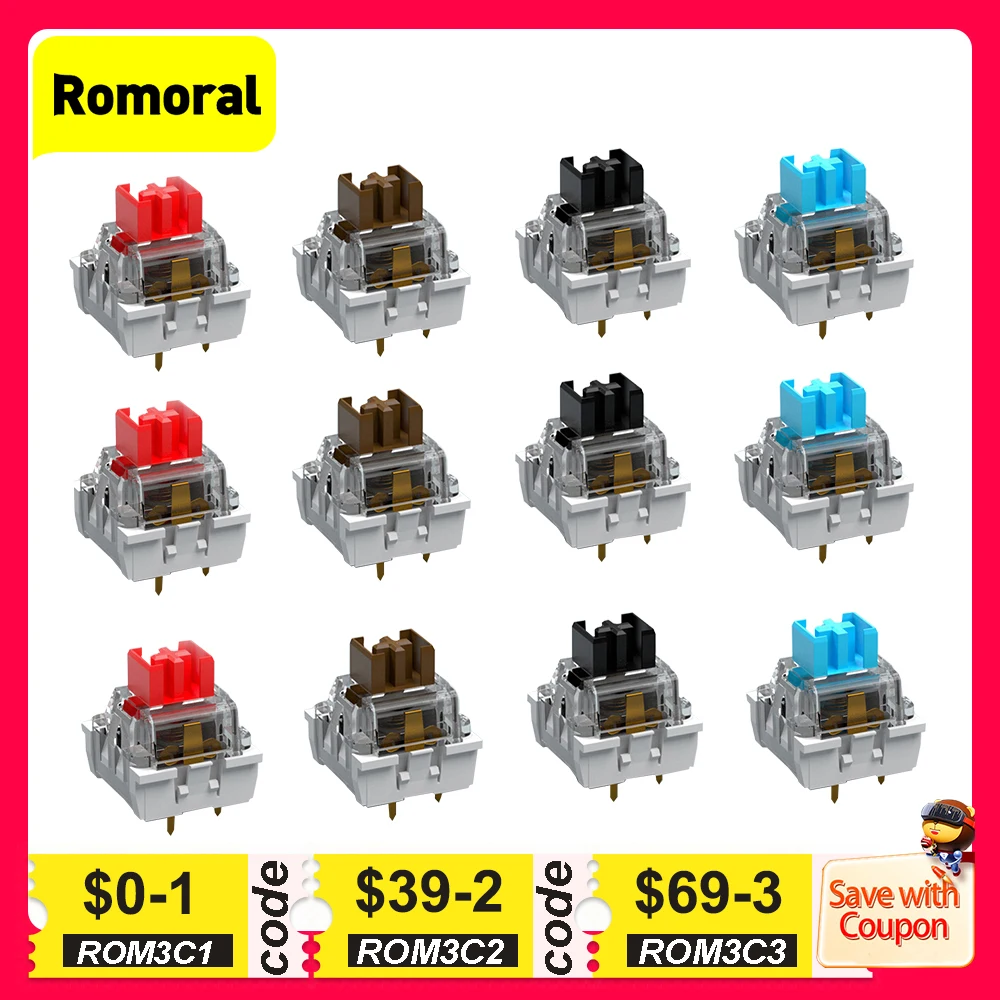 Dustproof-3Pin-Switch-Mechanical-Keyboard-Linear-Tactile-Silent-Red ...