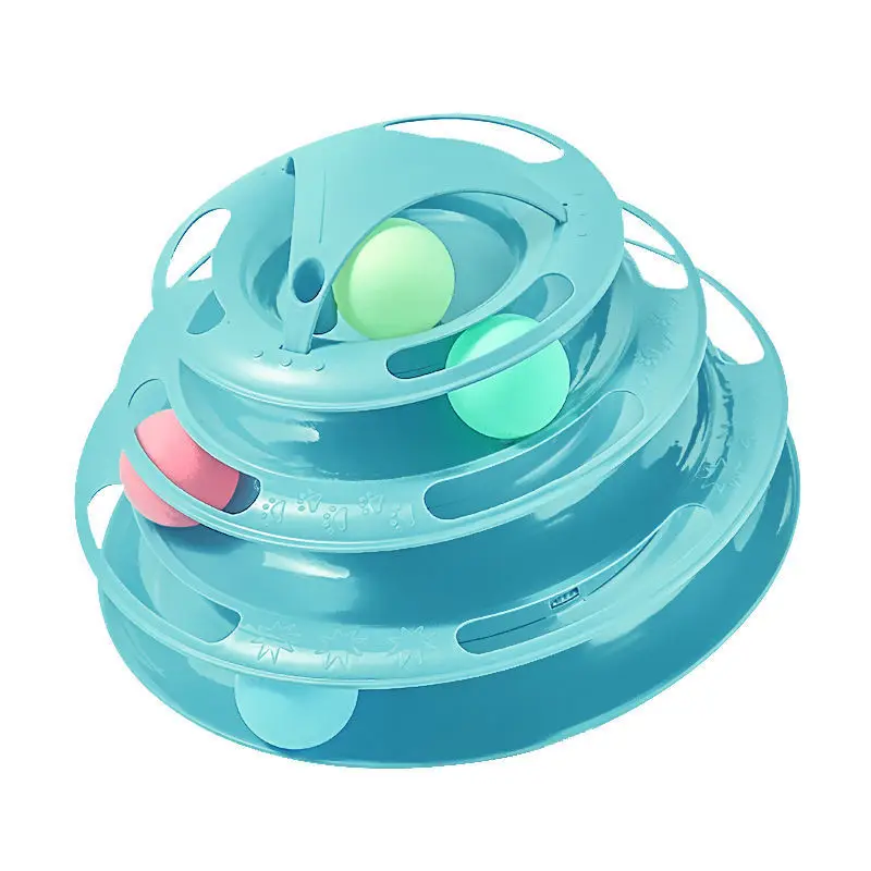 4 Levels Turnable Toys For Cats Accessories Tower Tracks With Balls Cat Toy Interactive
