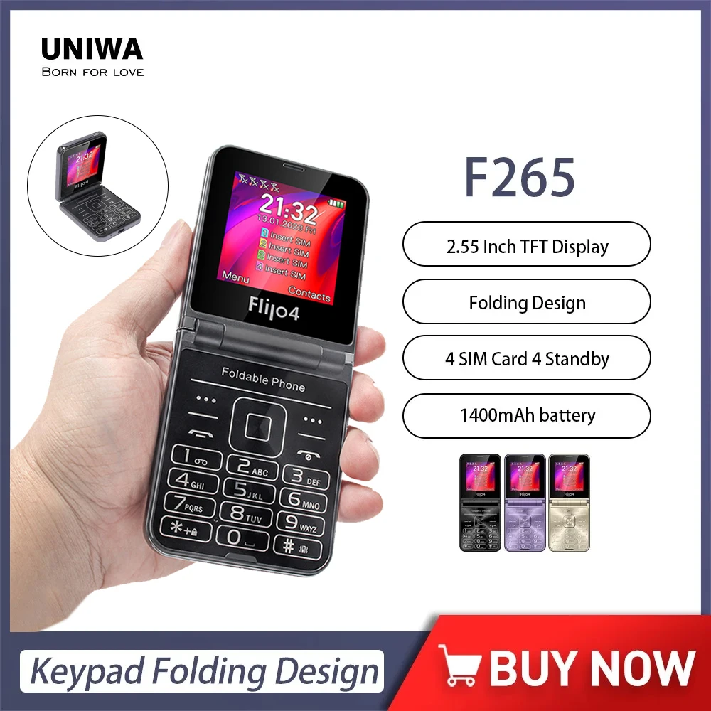 UNIWA-F265-GSM-Mini-Phones-2-55-4-SIM-Cards-Keypad-Flip-Phone-Big-Push ...