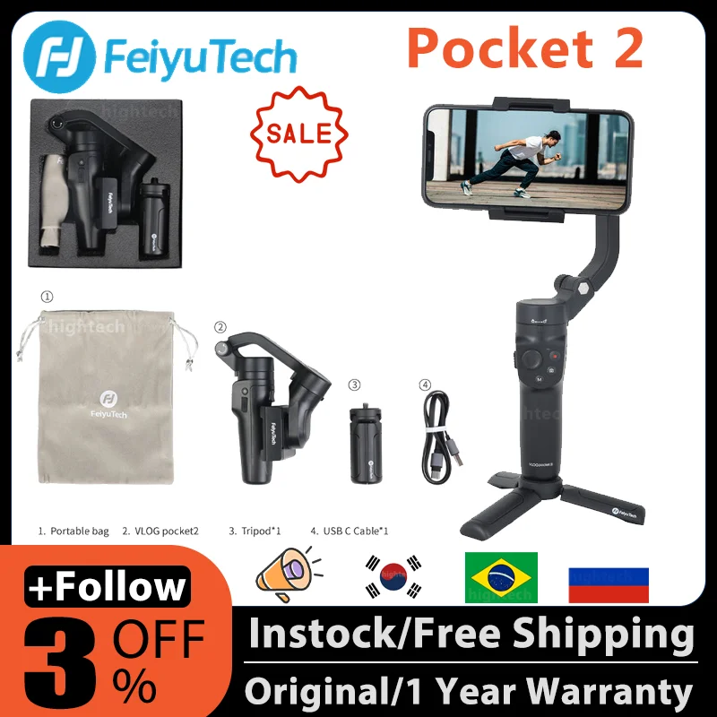 FeiyuTech Vlog Pocket 2 Handheld Smartphone Gimbal Stabilizer selfie ...