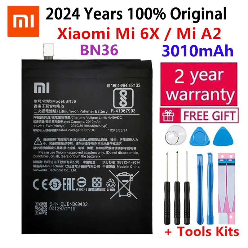 2024-Years-BN36-Original-Battery-For-Xiaomi-Mi-6X-A2-Mi6X-MiA2-3000mAh ...