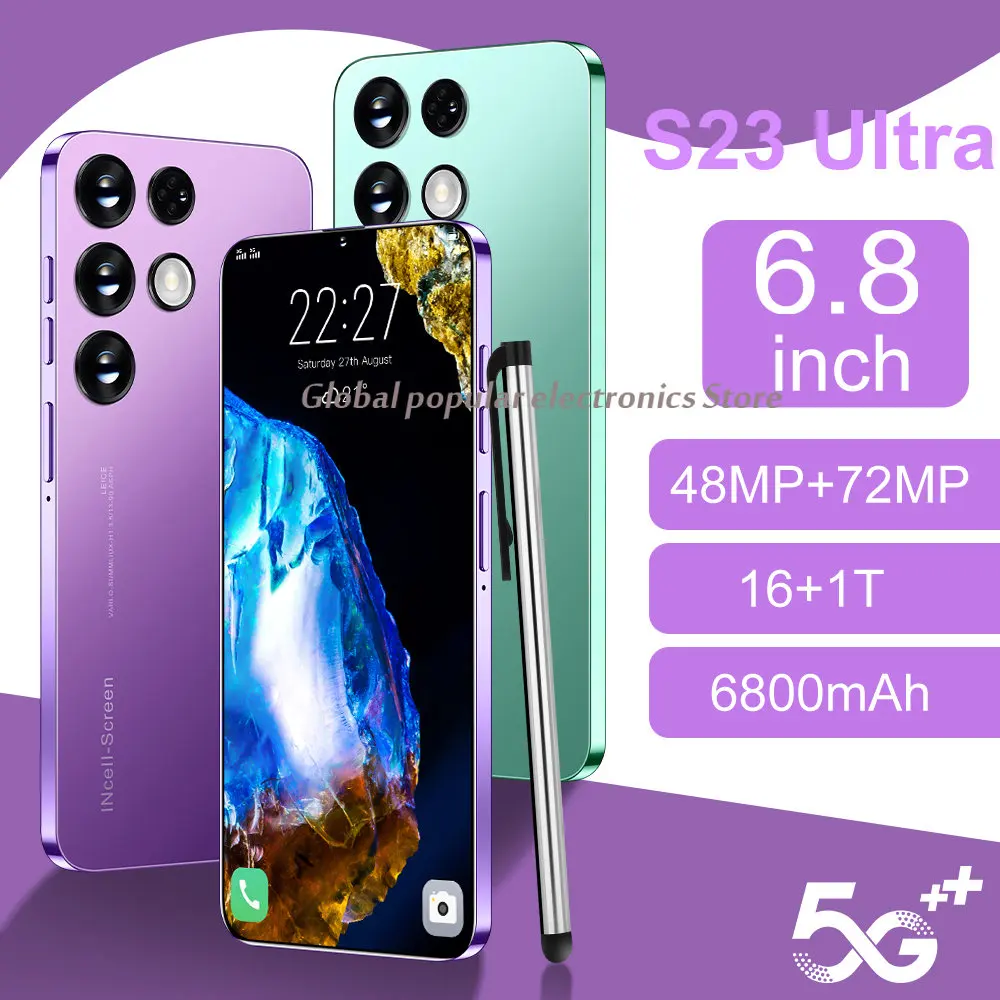 Teléfono Inteligente S23 Ultra 5g, smartphone con android, pantalla hd de 6,8 pulgadas, pro ...