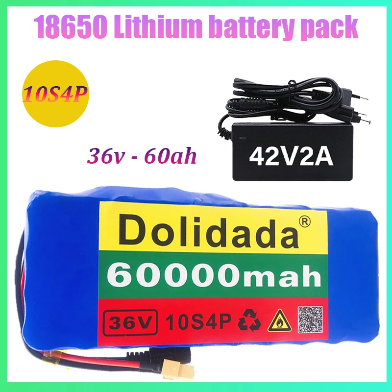 18650-Lithium-Battery-Pack-New-XT60-36V-Battery-10S4P-60Ah-1000W ...