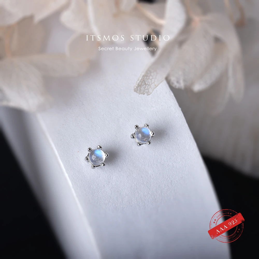ITSMOS-Precious-Moonstone-Earrings-Solid-925-Sterling-Silver-3mm ...