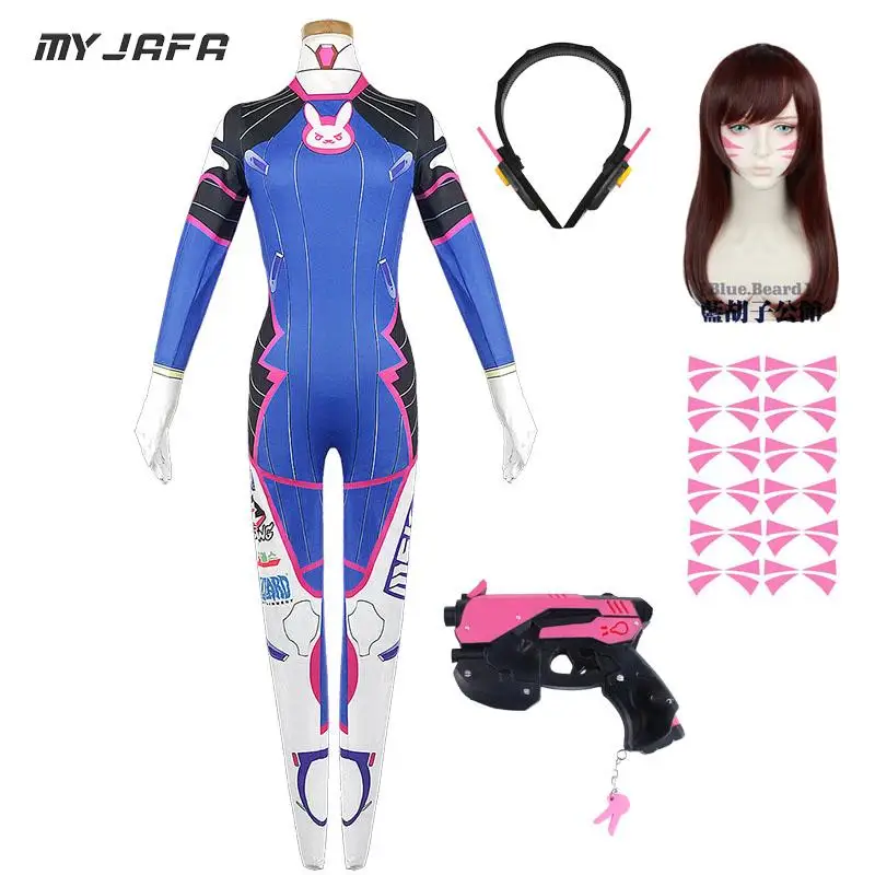 Dva Cosplay Costume Game Women Adult Child D.Va Lycra 3D Printing ...