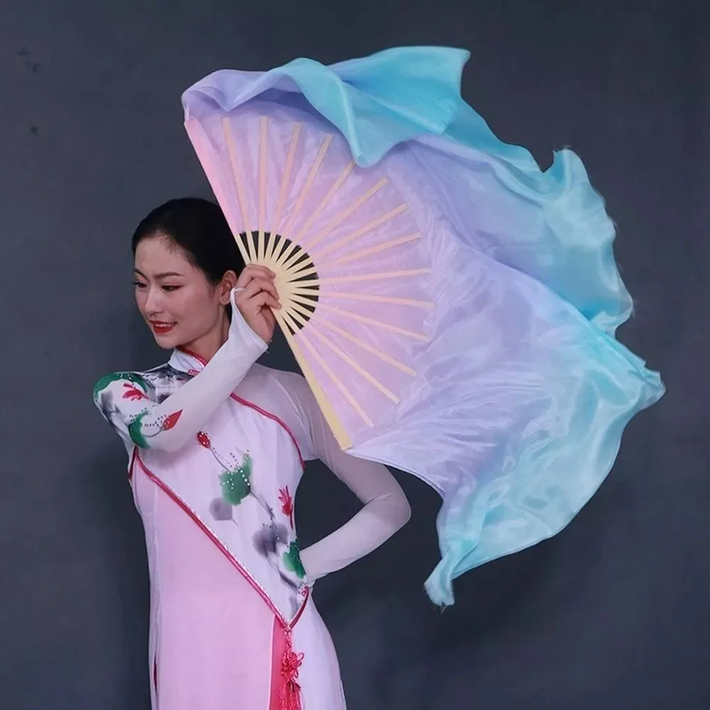 Chinese Traditional Long Silk Hand Fan Performance Fans Belly Dance Fan ...
