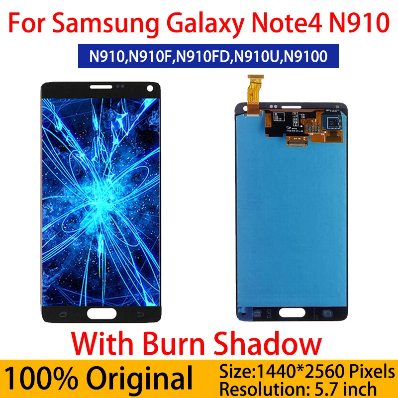 Original 5.7 Lcd Burn Lcd Queimar Sombra Para Samsung Galaxy Note 4 ...