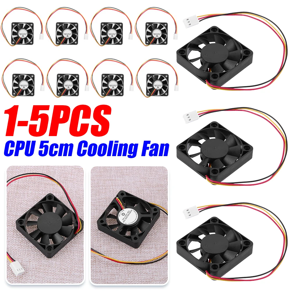 1-2-5pcs-For-motherboard-connect-3-Pin-molex-CPU-5cm-Cooling-Cooler-Fan ...