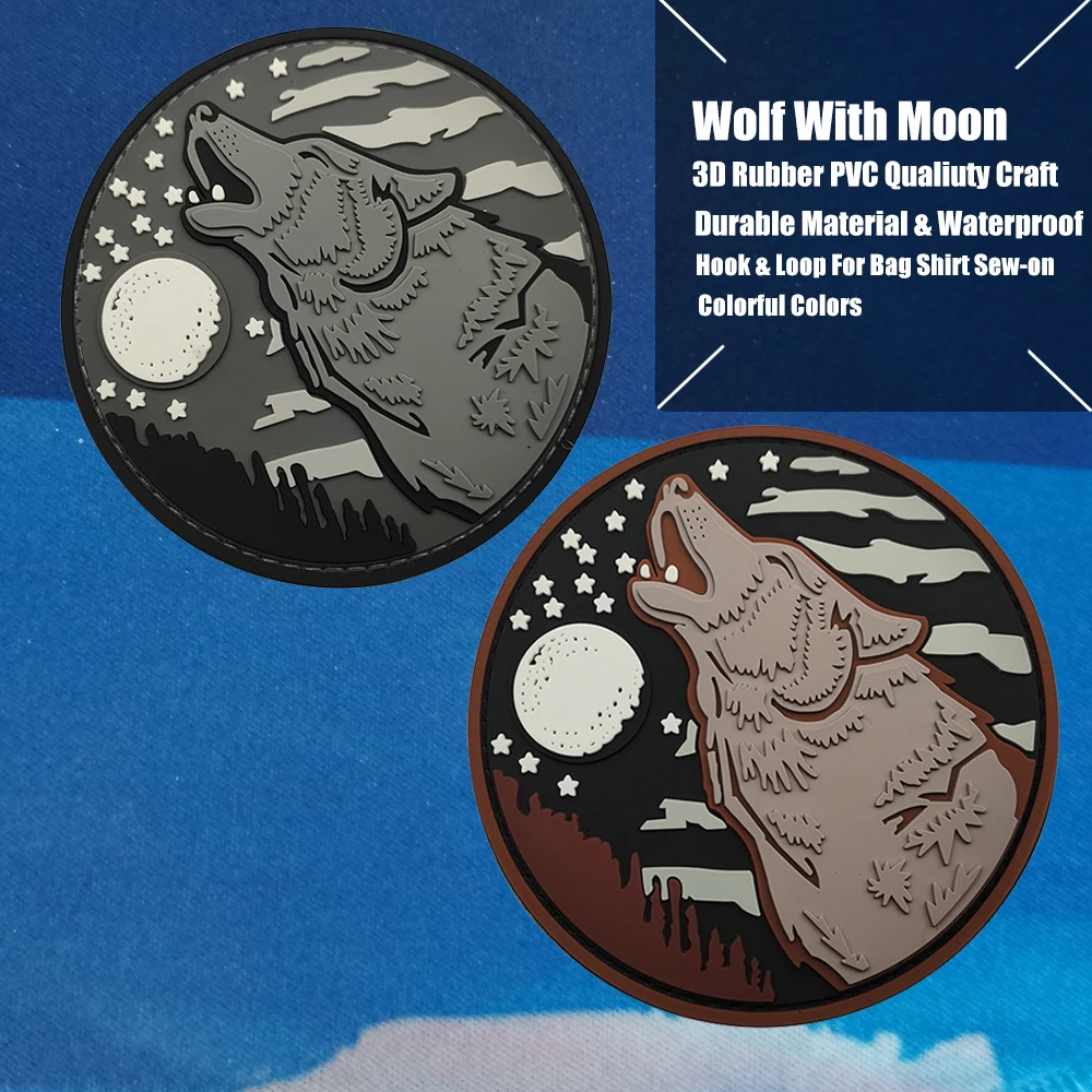 3D-Rubber-Tactical-Wolf-Under-Moon-Night-Animal-PVC-Soft-Silicon-Patch ...