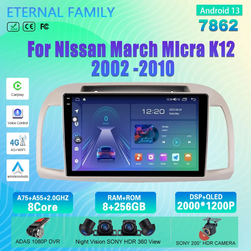 Android-13-For-Nissan-March-Micra-K12-2002-2010-Car-Radio-Stereo ...