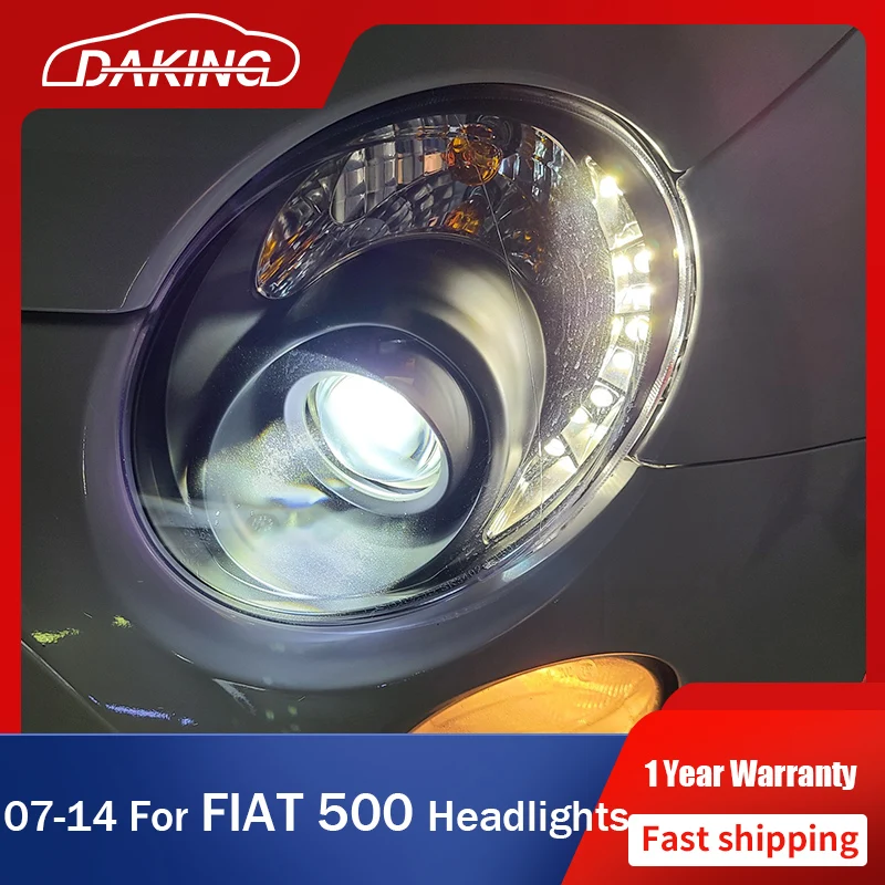 Car-Styling-Headlights-For-Fiat-500-2007-2014-Front-Lights-LED-DRL ...