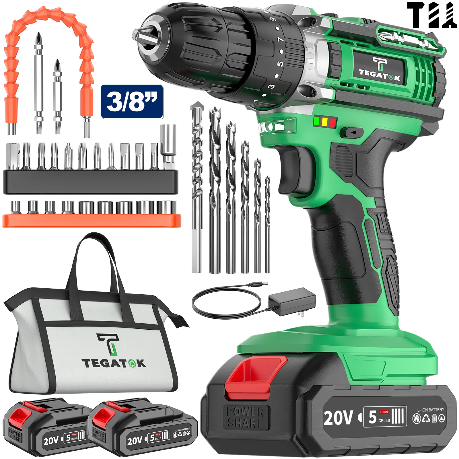 Cordless Electric Drilling Rig Drill Bit Grinder with 2 Batteries Multi ...