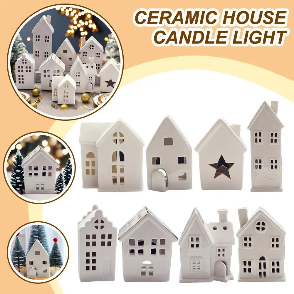 1pc-Ceramic-House-Candle-Lantern-Light-Up-Christmas-Village-White-House ...