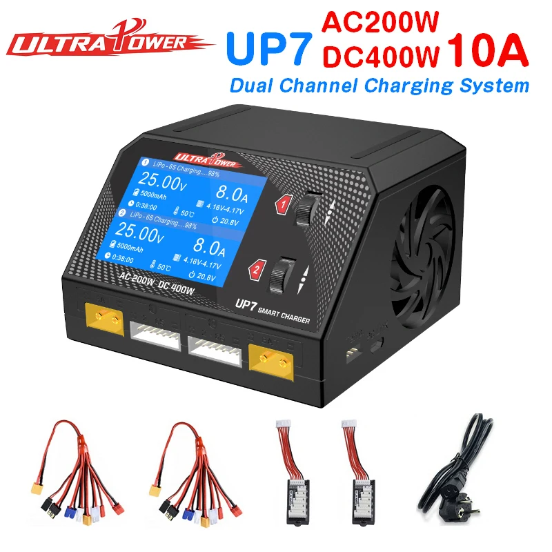UltraPower UP7 AC200W DC400W 10A x 2 Dual Channel Balance Charger ...
