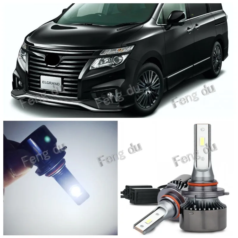 2Pcs 1995-2022 For Nissan ELGRAND E50 E51 E52 LED Car Headlight Bulbs Low Beam High Beam Fog ...