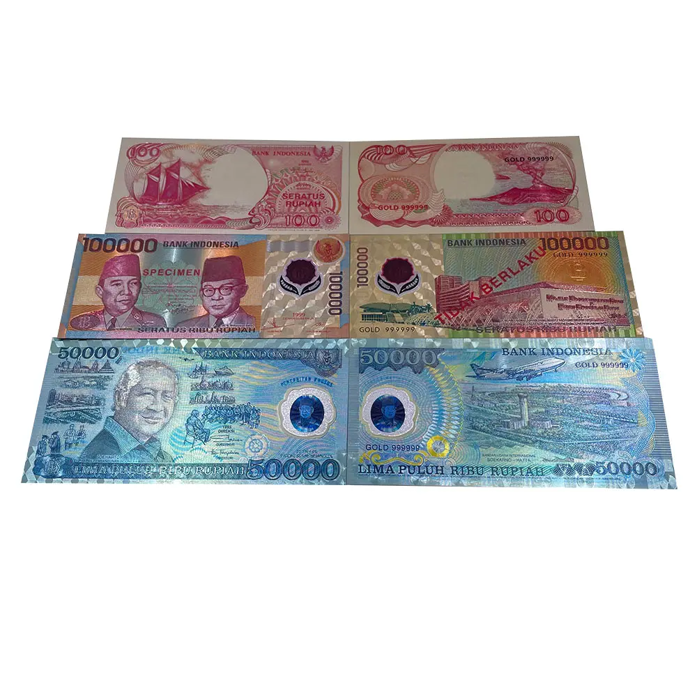 Indonesia-Colored-Silver-Foil-Banknote-100-100000-50000-Rupiah-Gold ...