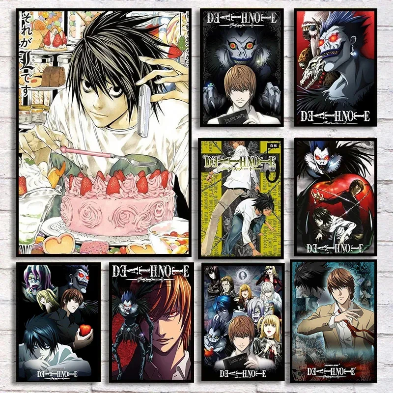 HD-Classic-Japanese-Anime-Death-Note-Family-Canvas-Painting-Retro-Style ...