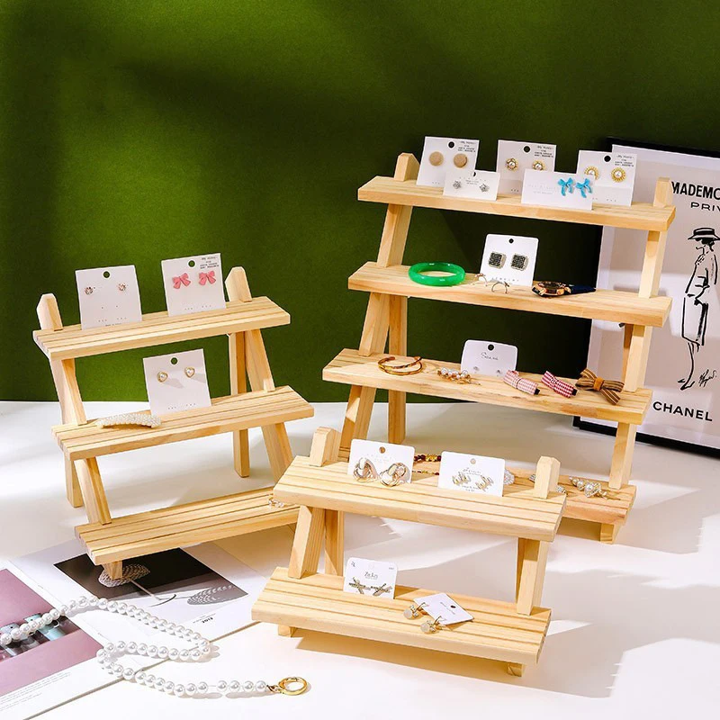 2-4-Tier-Ear-Stud-Holder-Wooden-Jewelry-Earring-Dispaly-Stand-Shelf ...