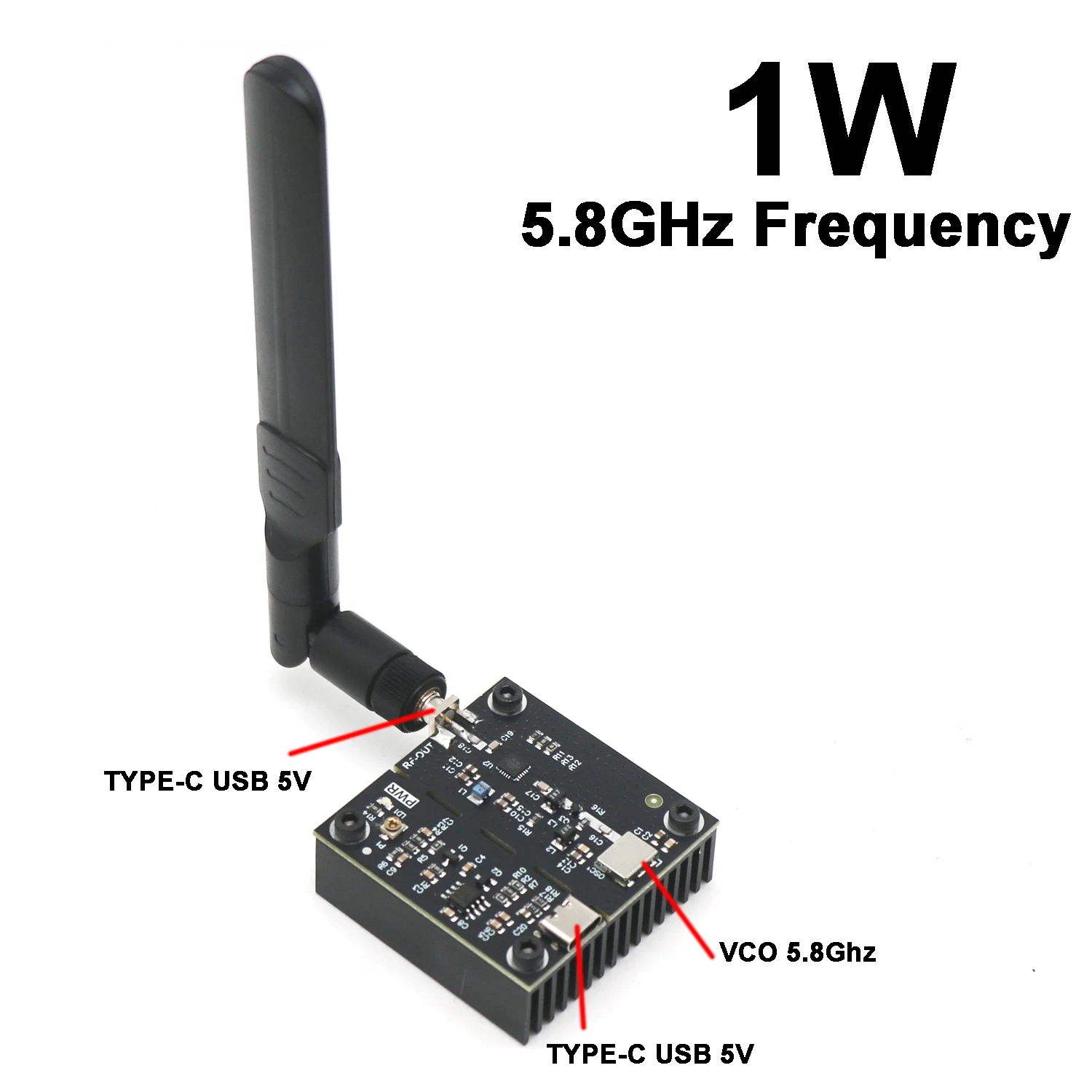 1W 5.8Ghz VCO Generator Signal Source integrated 1W power + Antenna For ...