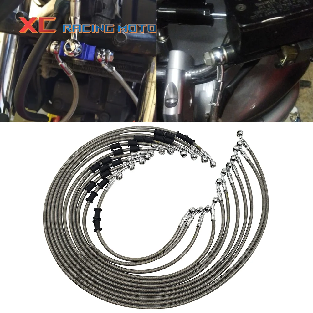 10mm-28-Degree-Motorcycle-Dirt-Bike-Braided-Line-Steel-Brake-Hose-Cable ...