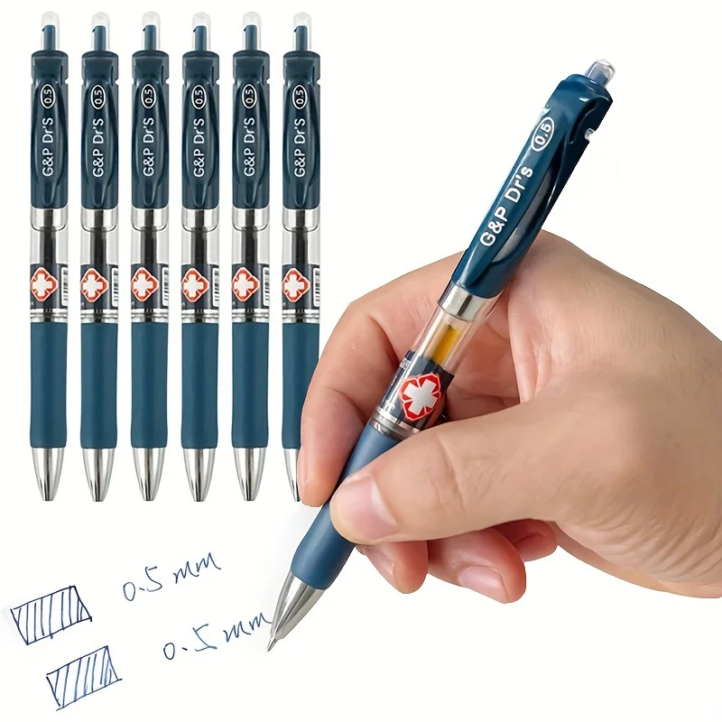 6Pcs-0-5mm-Bullet-Head-Simple-Press-Type-Doctor-s-Prescription-Gel-Pen ...