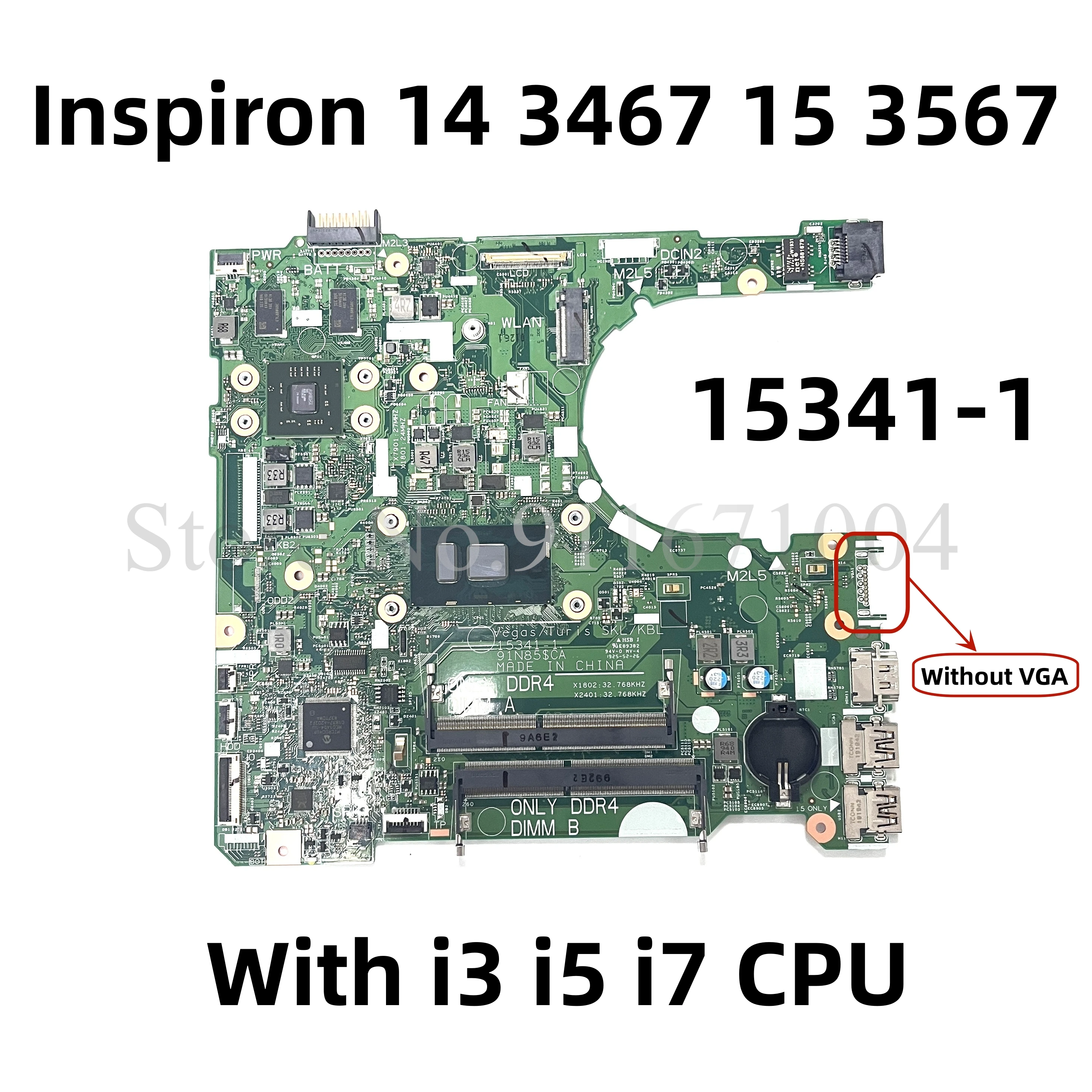 15341-1 For Dell Inspiron 14 3467 15 3567 laptop motherboard CN-04833J ...