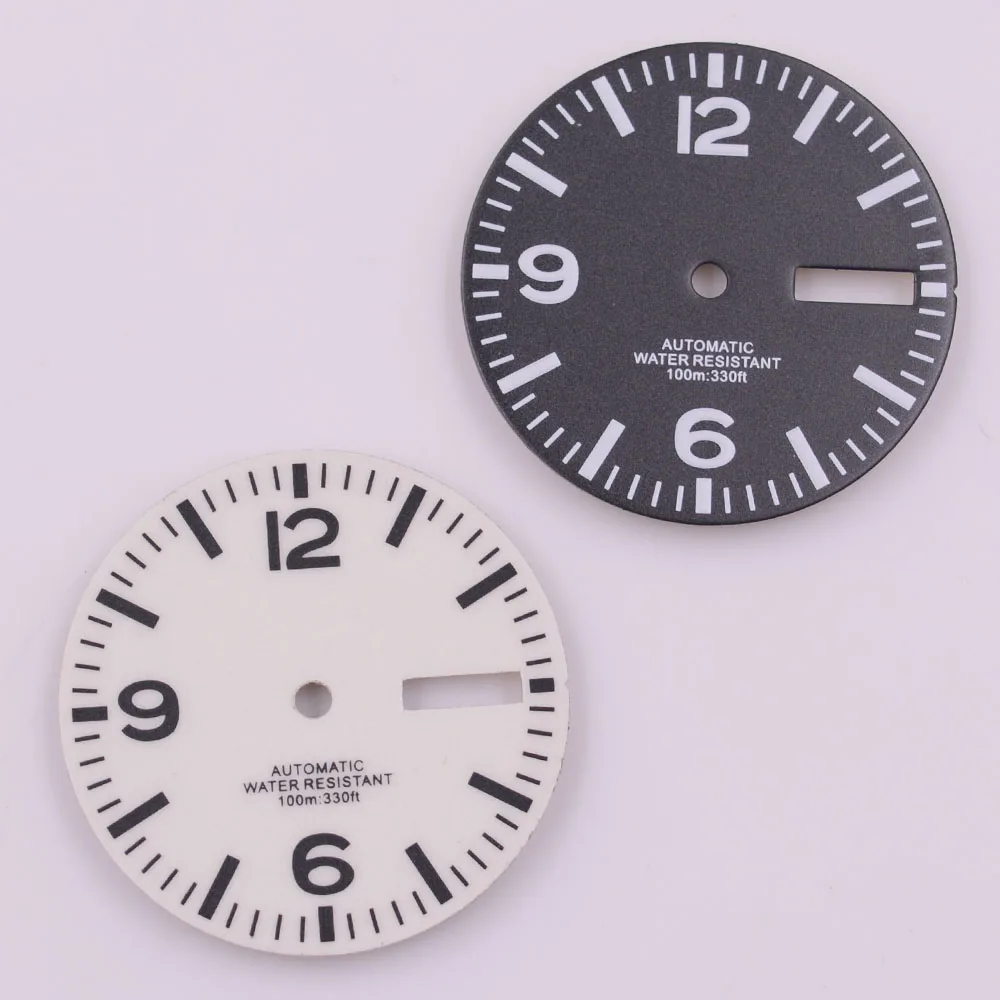 29mm-Green-Luminous-Sterile-Black-White-Watch-Dial-Fit-NH36-NH36A ...